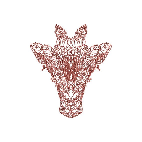 Giraffe Face Machine Embroidery Design - 4 Sizes 4 X 4-inch, 5 X 7-inch ...