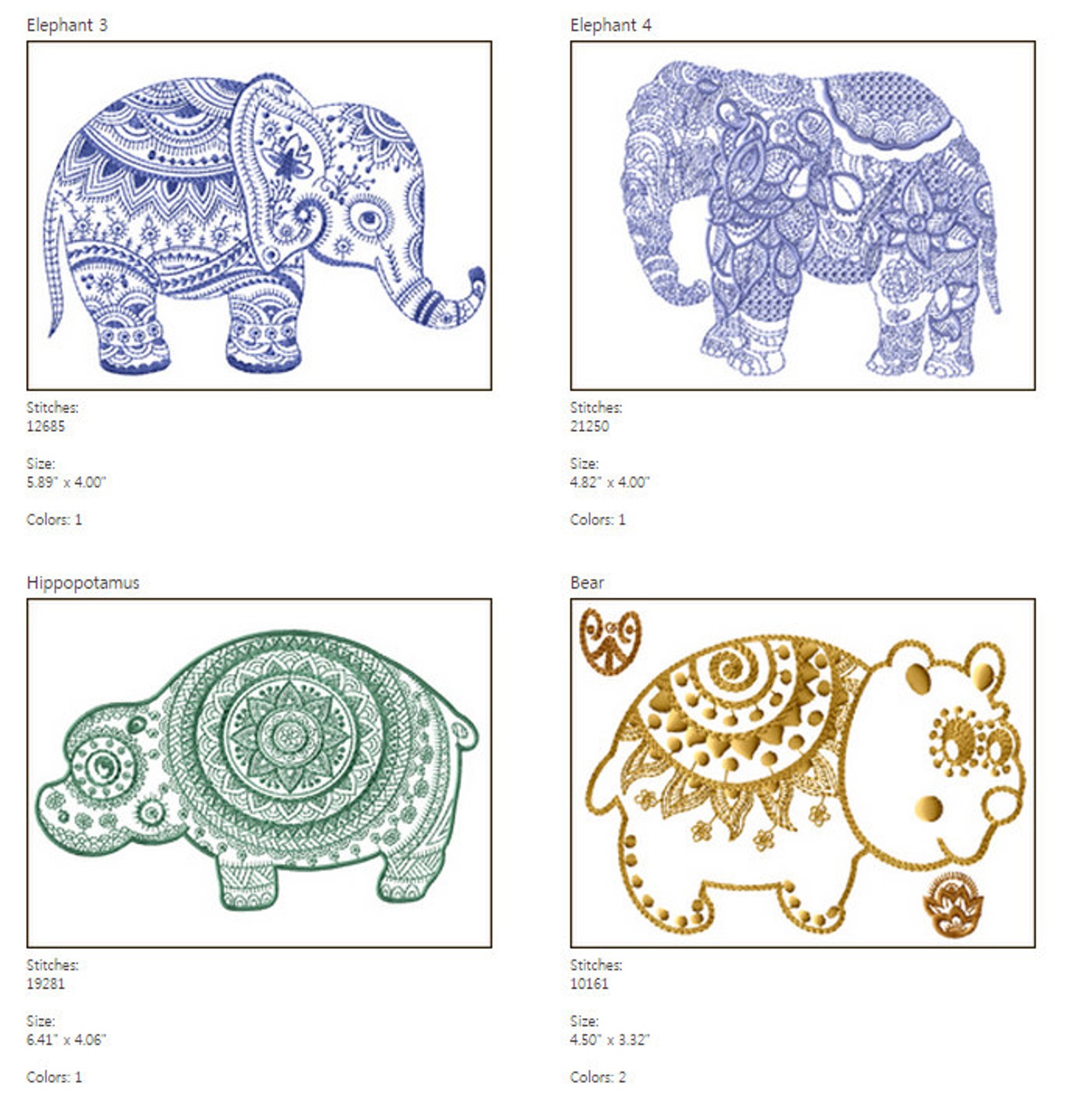 Ethnic Animals 15 Machine Embroidery Designs for 5"x7" Hoop D2248 - Etsy