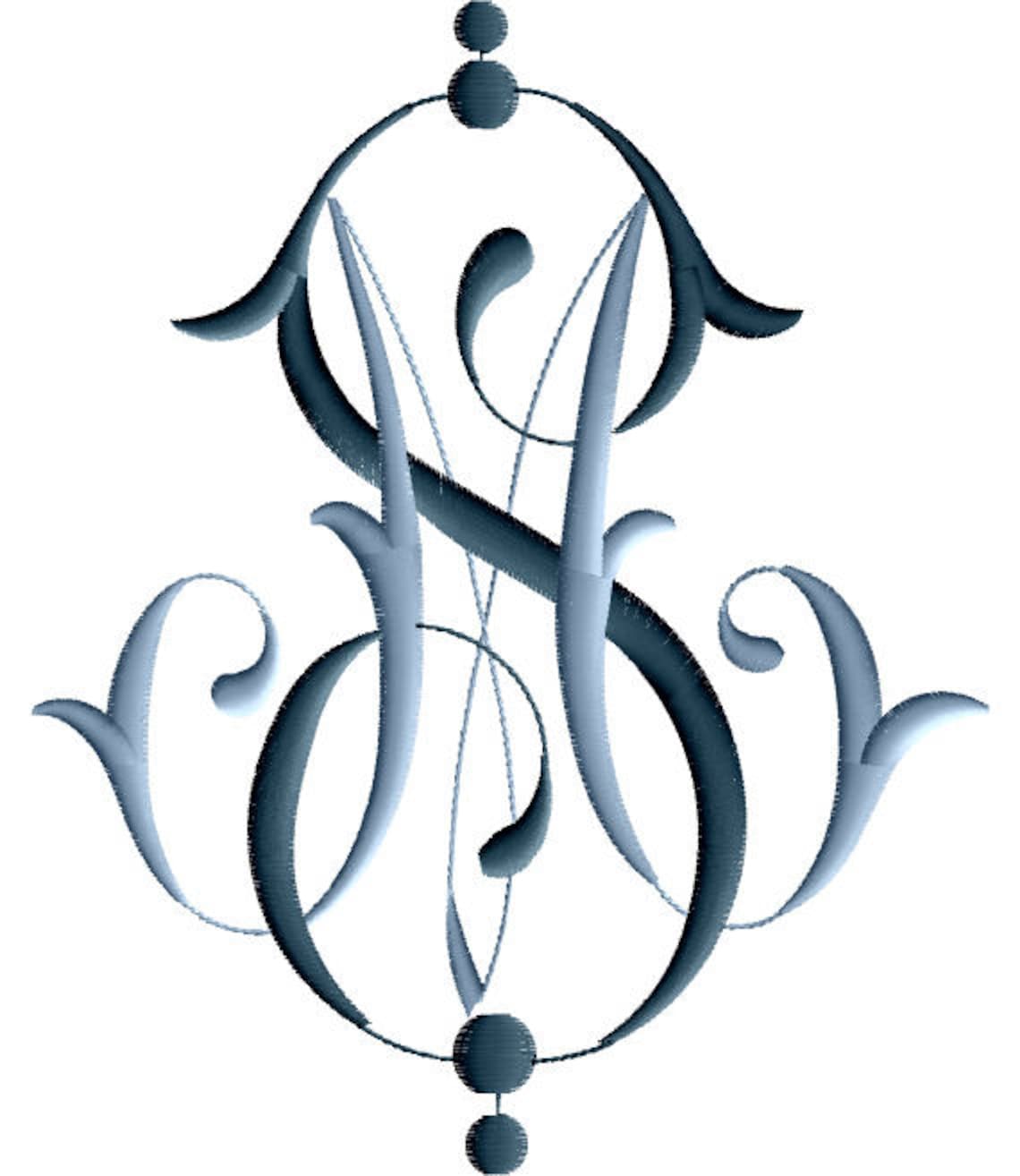 M and S 3 Two-letter Monogram Combination Machine Embroidery - Etsy