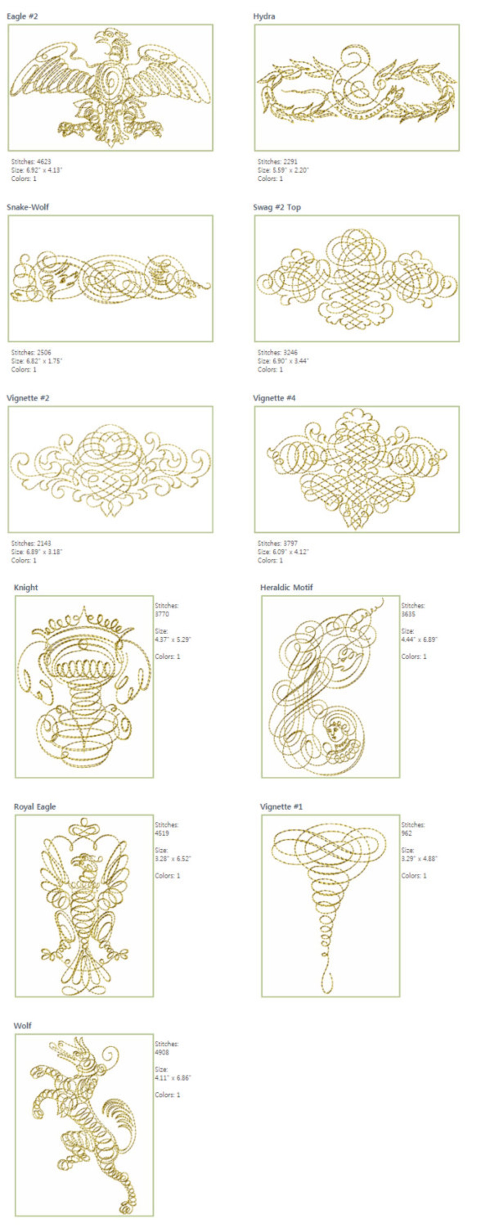 ABC Embroidery 23 Designs Heraldic Gold for 5x7 | Etsy