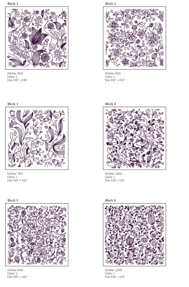 Seamless Blocks 16 Machine Embroidery Designs for | Etsy