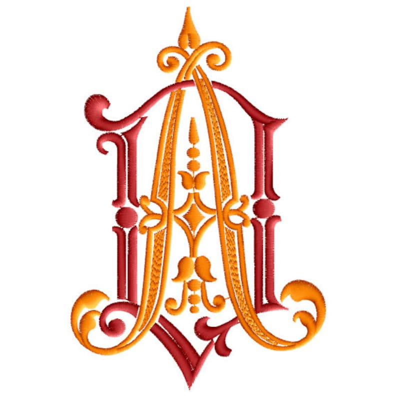 A and D #1 Two-letter Monogram Combination Machine Embroidery Design in ...