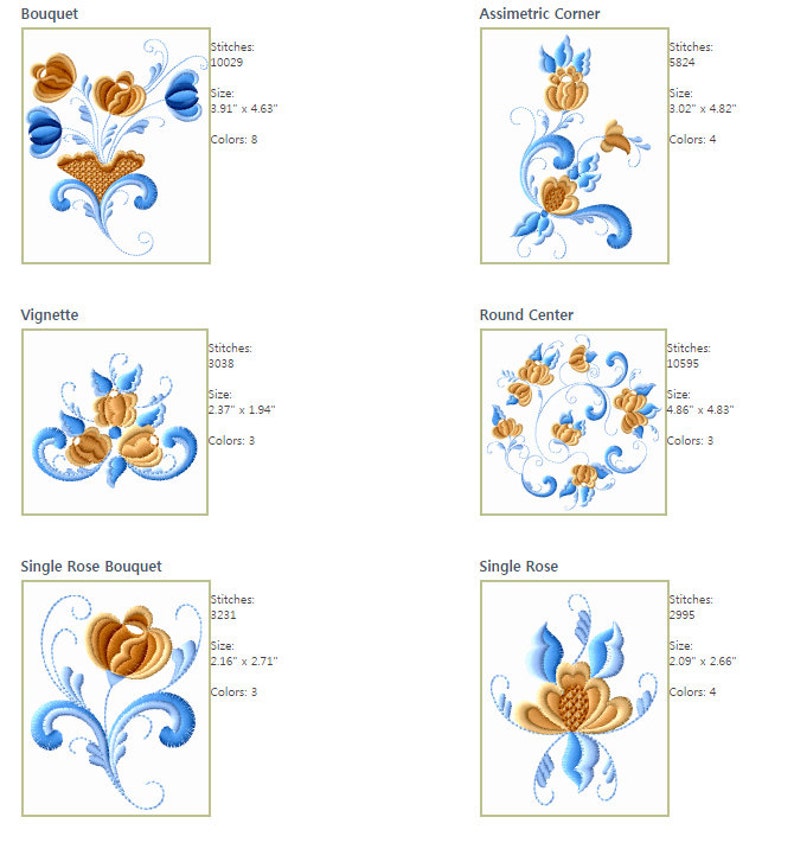 ABC Embroidery 11 Norway Roses Machine Embroidery Designs for 5"x7 ...
