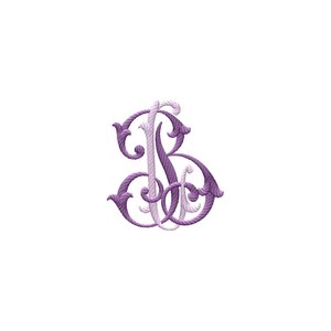 B and L #4 Two-letter Monogram Machine Embroidery Design in 5 Sizes ...