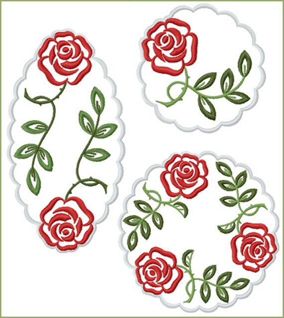 ABC Embroidery Designs 3 In-hoop Roses Doilies for | Etsy