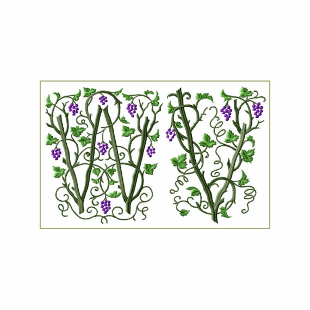 Wild Vine Monograms Machine Embroidery 26 Designs - 5"x7" Hoop, F2158 - Etsy