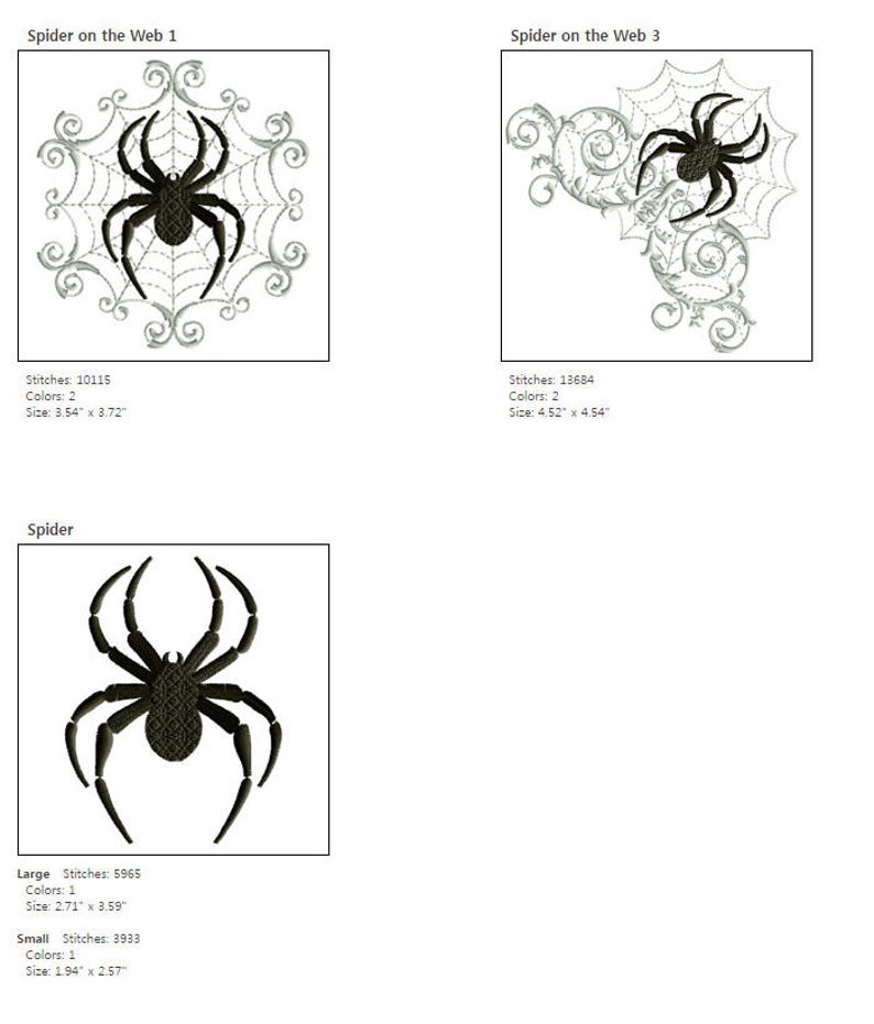 ABC Embroidery Designs 6 Spiders on the Web for - Etsy