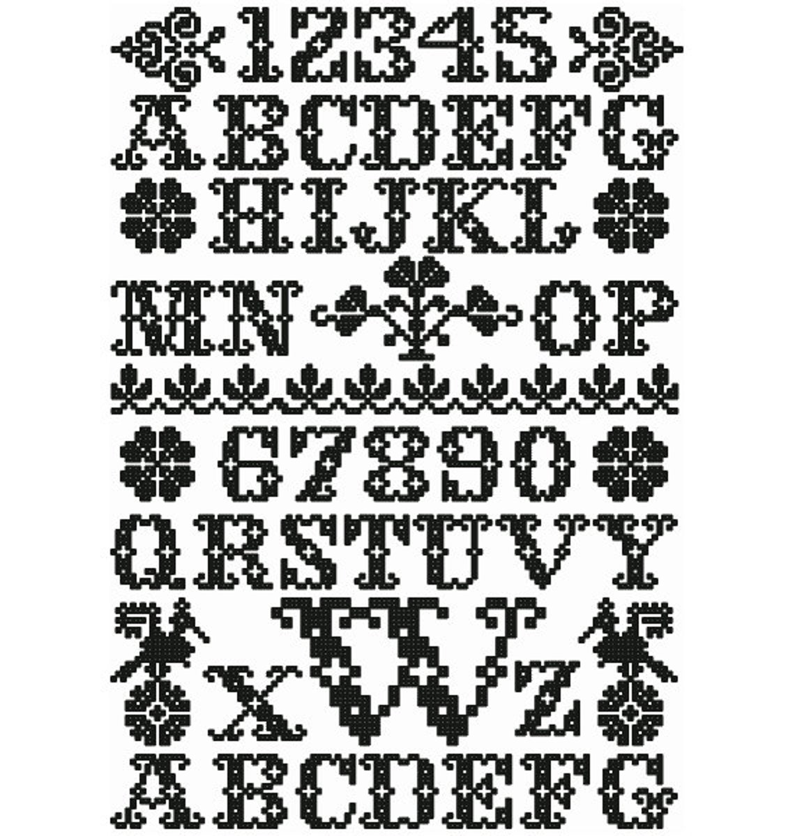 Monochrome Alphabet Cross-stitch Machine Embroidery Designs - Etsy
