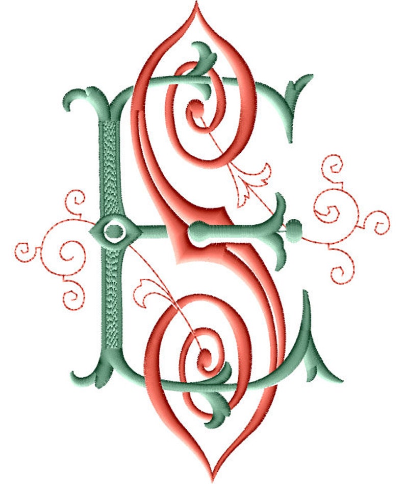 E and S or S and E 5 Two-letter Monogram Combination Machine | Etsy