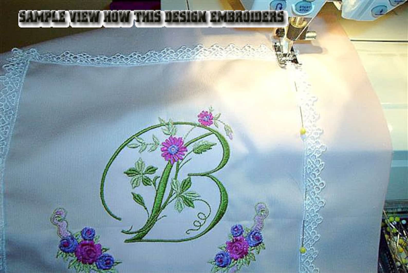 Elegant Floral Initials 26 Upper-case Letters Machine Embroidery ...