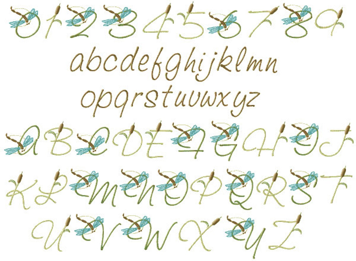 Dragonfly Alphabet 26 Upper-case Letters 10 Numerals and 26 - Etsy