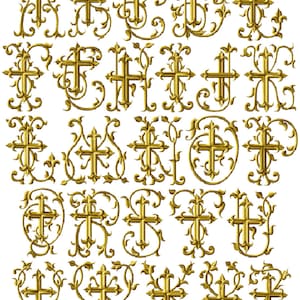 Christian Crosses Font 26 Machine Embroidery Letters in Two Sizes for 4 ...