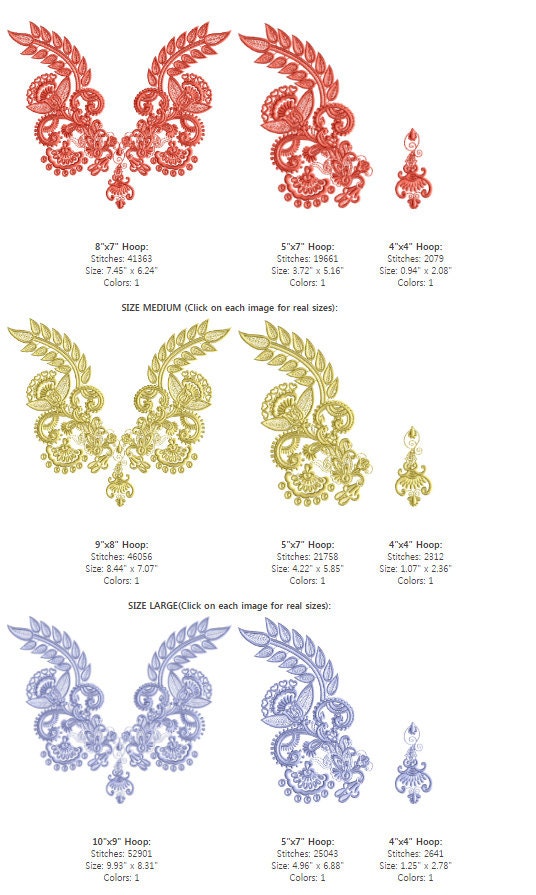 Neckline 2 Embroidery Machine Embroidery Design in Three Sizes - 5x7 ...