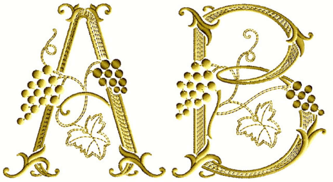Grape Vines Font 26 Machine Embroidery Letters for 4"x4" Hoop F2129 - Etsy