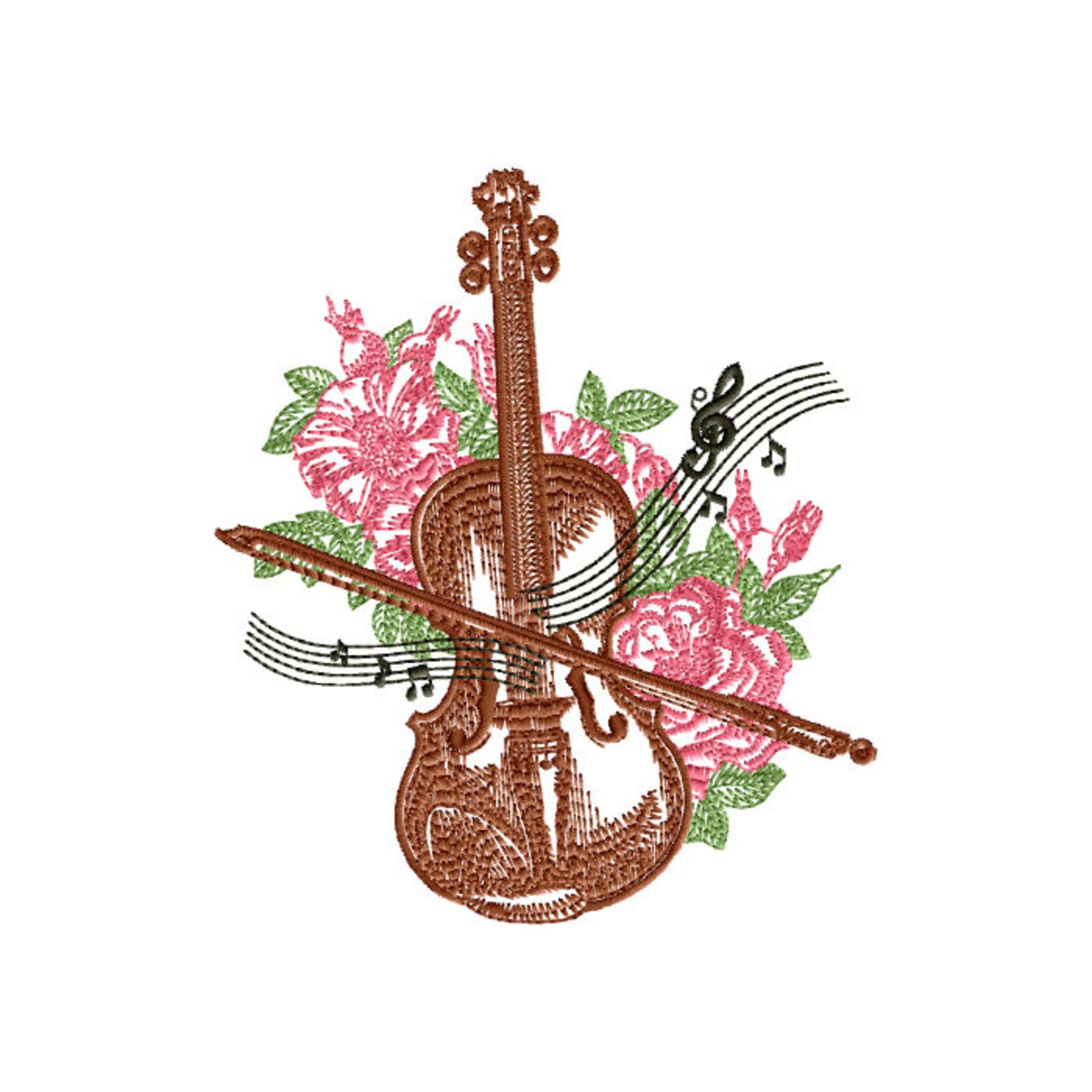 Flowers for Violin Machine Embroidery Design in Three Sizes | Etsy