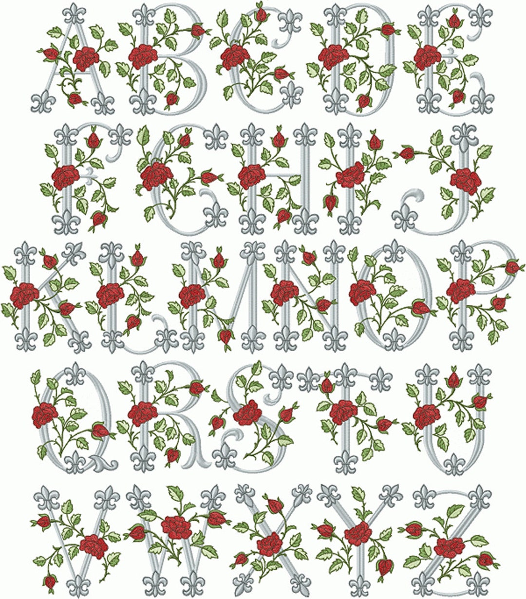 Royal Rose Font 26 Machine Embroidery Letters for 4"x4" Hoop F2108 - Etsy