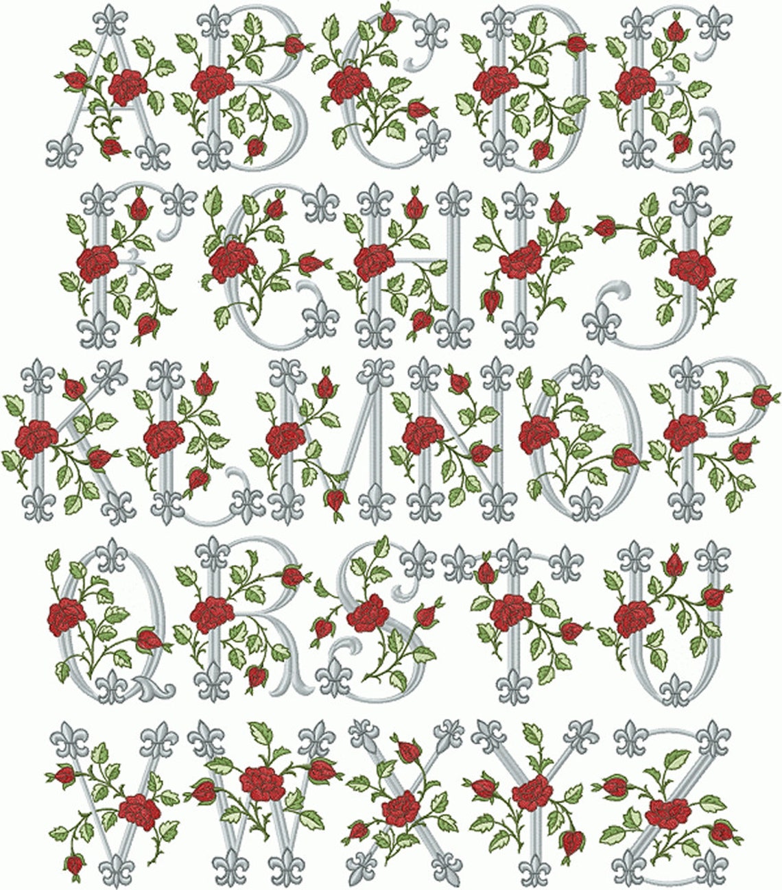 Royal Rose Font 26 Machine Embroidery Letters for | Etsy