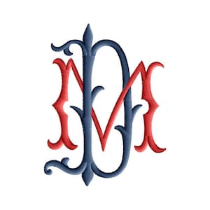 M and D #5 Two-letter Monogram Combination Machine Embroidery Design in ...
