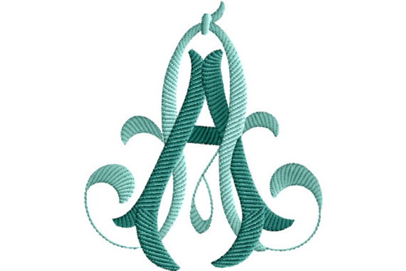 AA 2 due lettere monogramma macchina ricamo Design in 4 dimensioni ...
