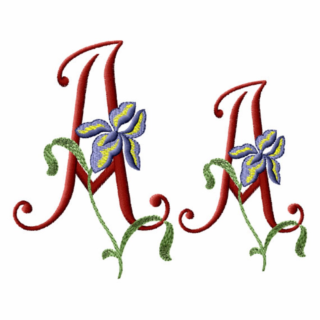 Iris Initials Alphabet Machine Embroidery 52 Designs - Each Symbol in 2 ...