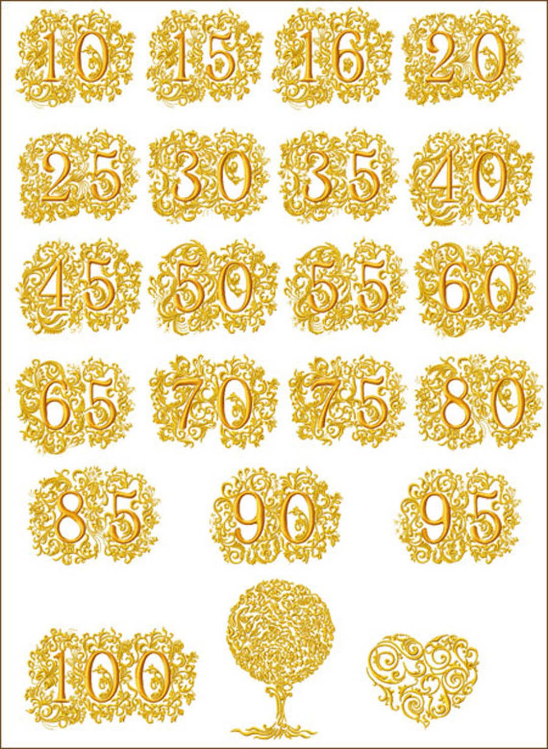 ABC Embroidery 20 Designs Anniversary Numbers for 5"x7" Hoop, D2125 - Etsy