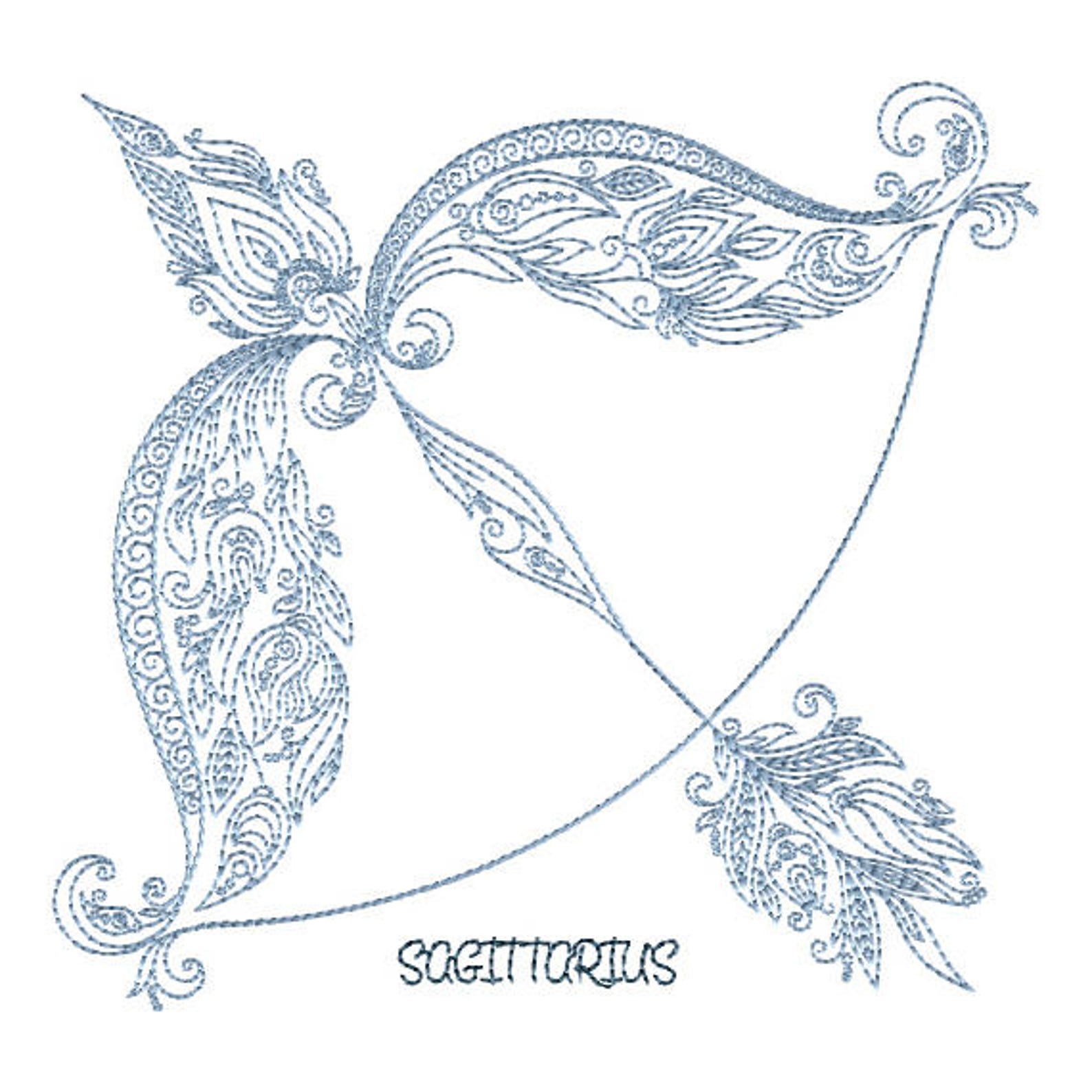 Zodiac Sign Sagittarius Machine Embroidery Design 3 Sizes - Etsy