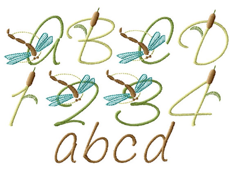 Dragonfly Alphabet 26 Upper-case Letters, 10 Numerals and 26 Lower-case ...