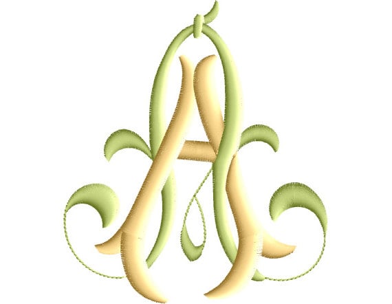 AA 1 Two-letter Monogram Machine Embroidery Design in 4 Sizes | Etsy
