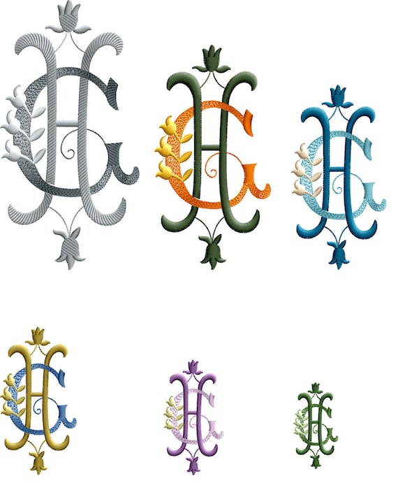 G and H 1 Two-letter Monogram Machine Embroidery Design in 6 | Etsy