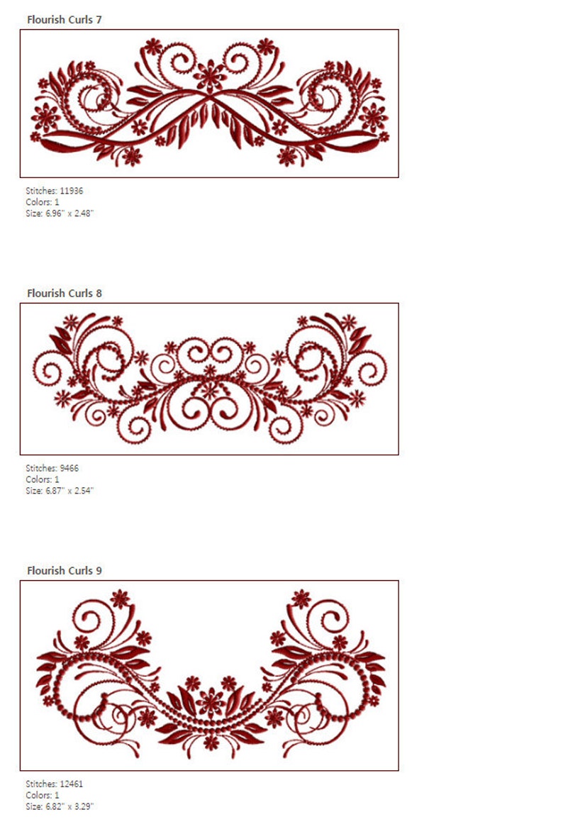 Flourish Curls - 9 Machine Embroidery Designs for 5"x7" Hoop, D2183 - Etsy