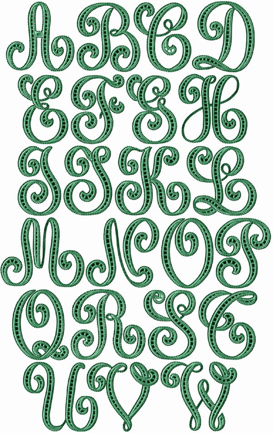Lafayette Cutwork Font 52 Designs - All Capitals, Each Letter in 2 ...