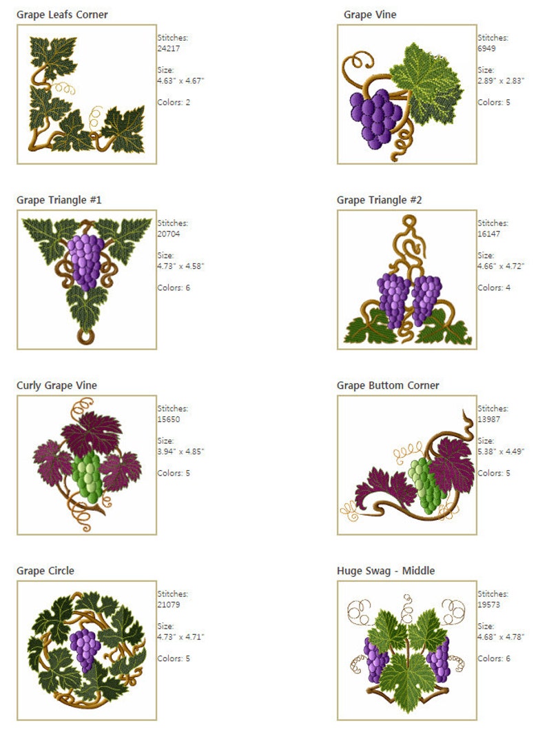 ABC Designs - Grape Vines 14 Machine Embroidery Designs for 5"x5" Hoop ...