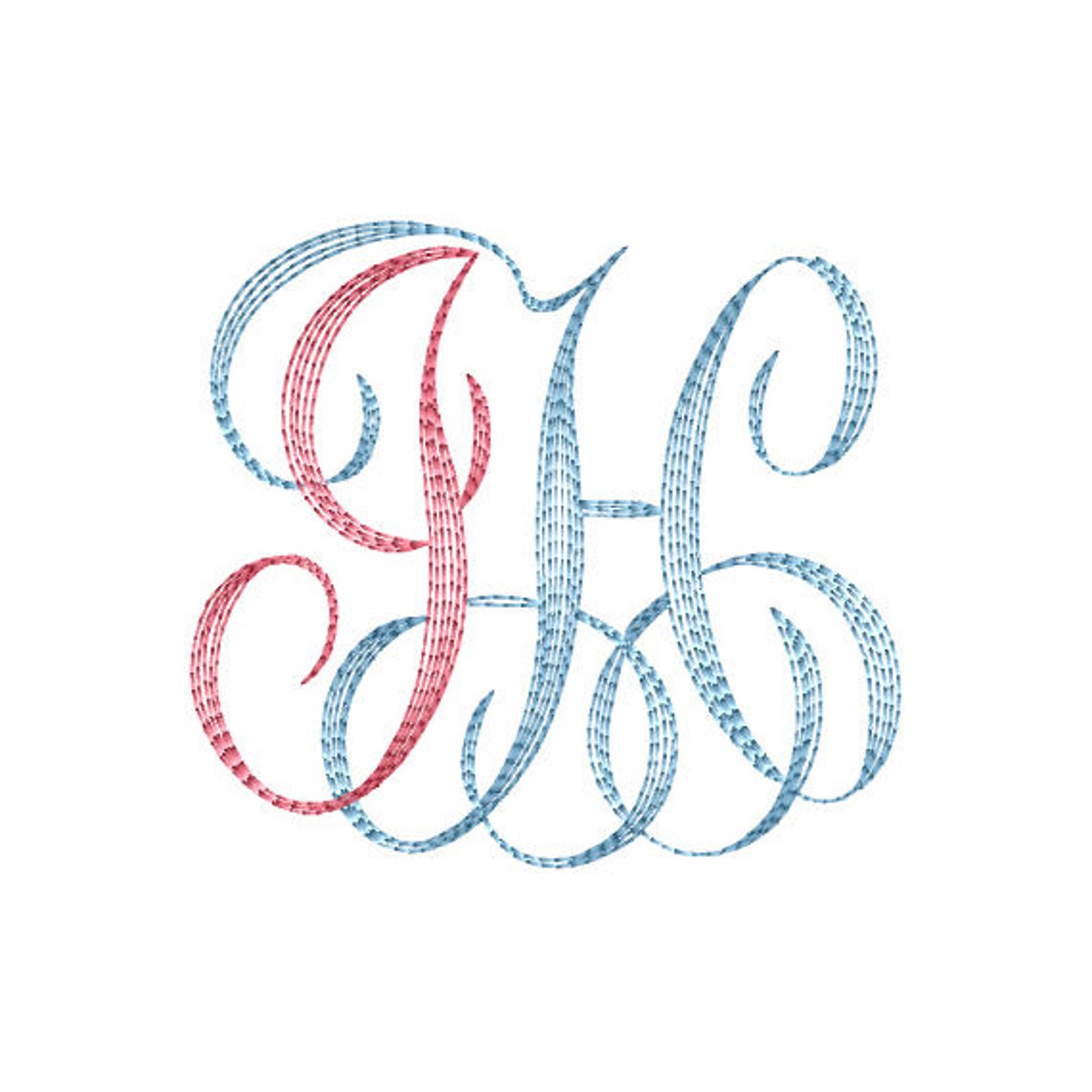 J and H 6 Two-letter Monogram Machine Embroidery Design in 5 - Etsy