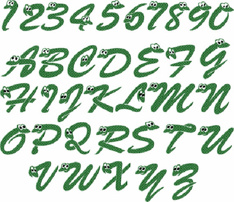 Snake Alphabet Machine Embroidery 36 Designs: 26 Upper-case Letters ...