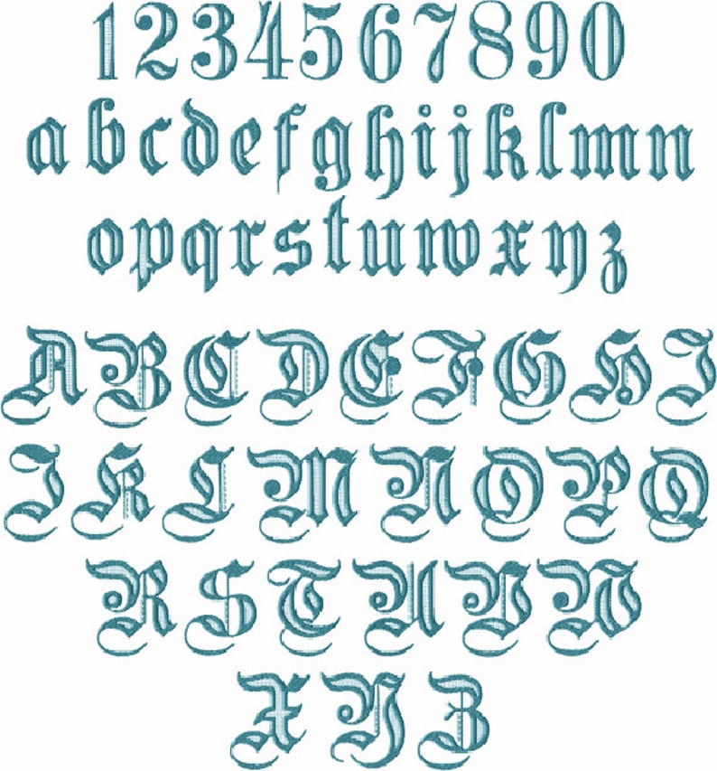 Gothic #1 Alphabet 26 Upper-case Letters, 10 Numerals and 26 Lower-case ...