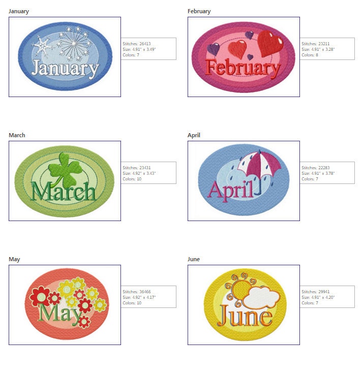 ABC Embroidery Designs Twelve Months Gala Patches for - Etsy