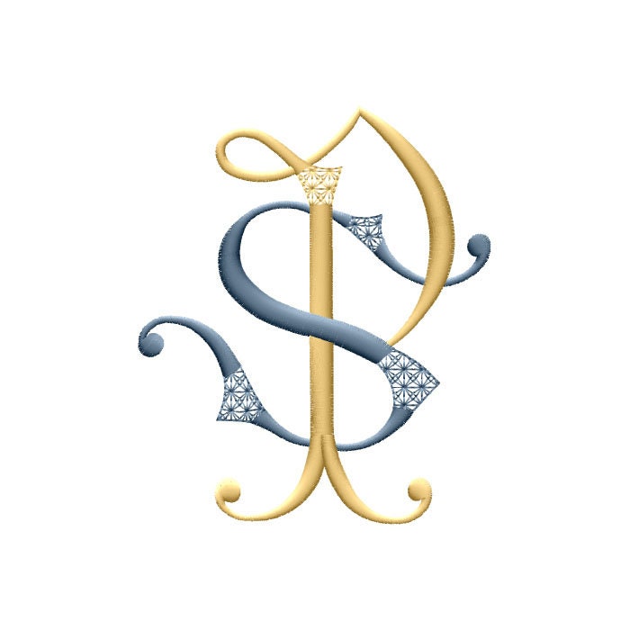 P and S 1 Two-Letter Monogram Machine Embroidery Design in 5 | Etsy
