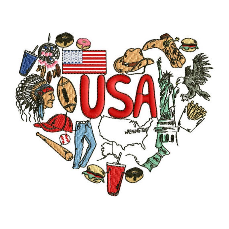 I Love USA Machine Embroidery Design 3 Sizes 5 X 7-inch - Etsy