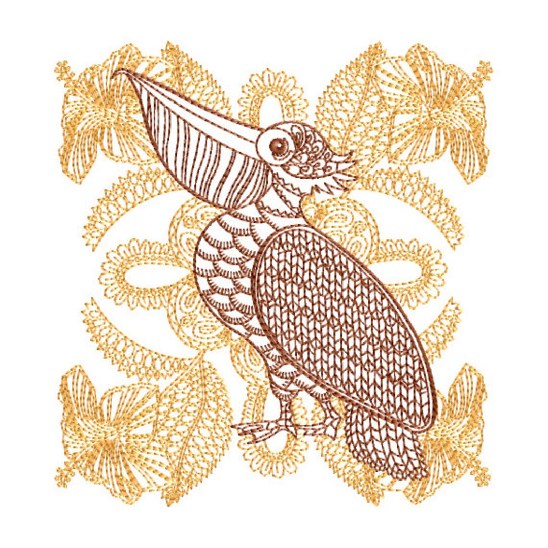 Pelican Machine Embroidery Design in Two Sizes for 4"x4" and 5"x7" Hoop ...