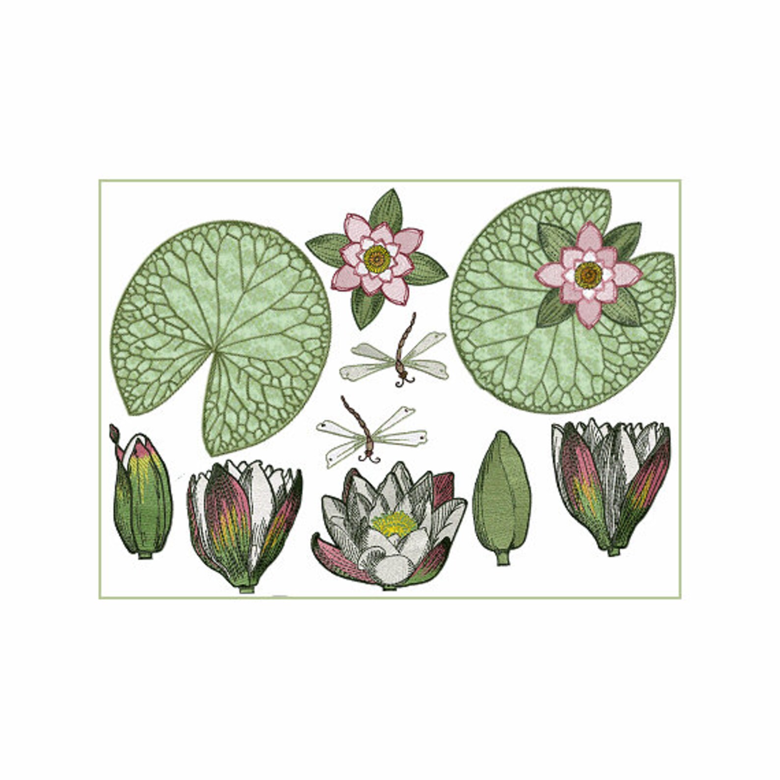 ABC DESIGNS Water Lilies Applique 10 Machine Embroidery | Etsy