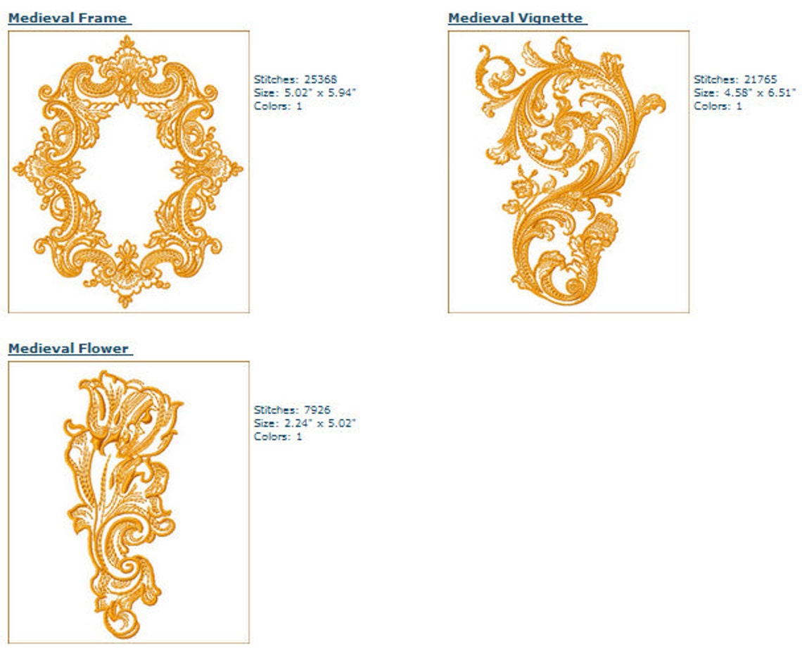 Medieval Splendor 13 Machine Embroidery Designs for - Etsy