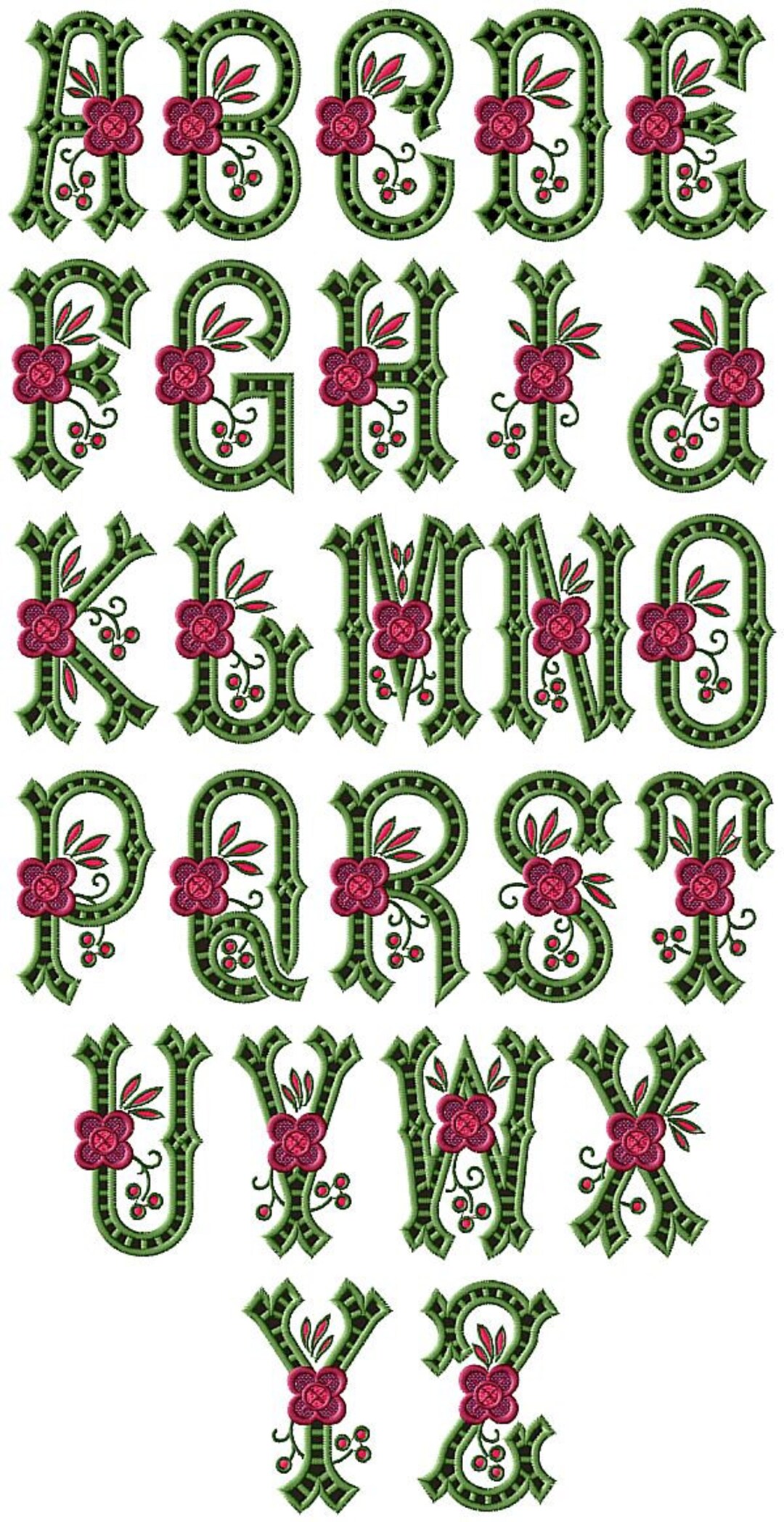 Country Charm Cutwork Alphabet 26 Machine Embroidery Letters for 4"x4 ...