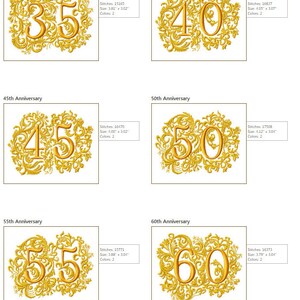 ABC Embroidery 20 Designs Anniversary Numbers for 5"x7" Hoop, D2125 - Etsy