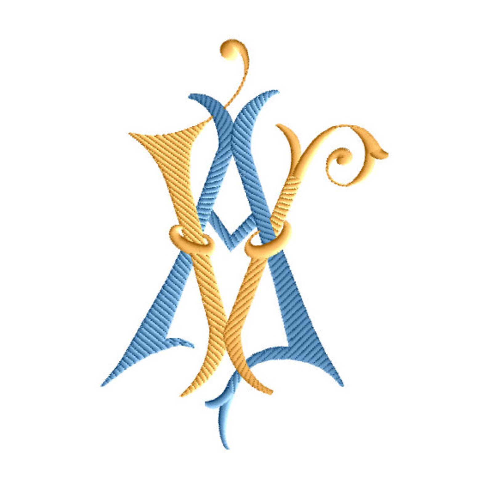 A and V 4 Two-letter Monogram Combination Machine Embroidery - Etsy