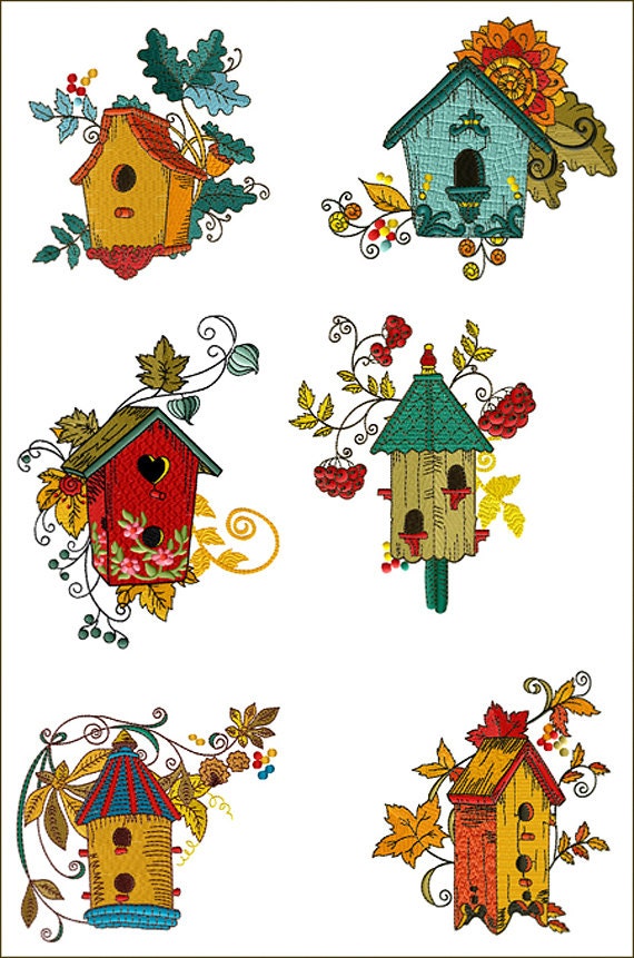 Birds Nest Boxes 6 Machine Embroidery Designs for - Etsy