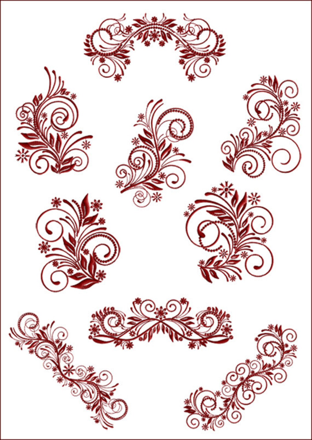 Flourish Curls - 9 Machine Embroidery Designs for 5"x7" Hoop, D2183 - Etsy