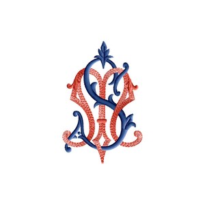 M and S #2 Two-letter Monogram Combination Machine Embroidery Design in ...