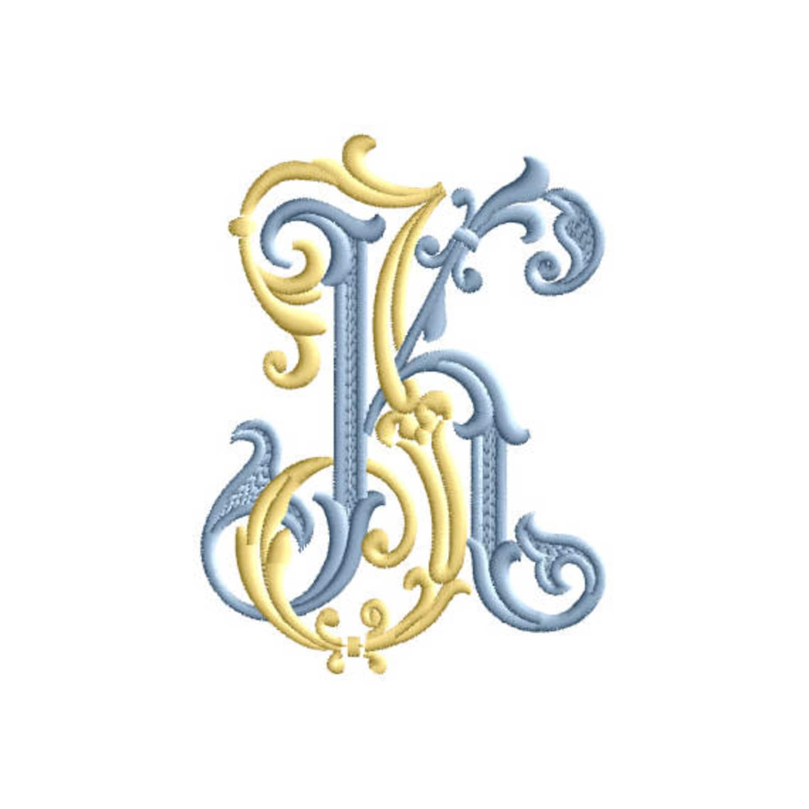 J and K 3 Two-letter Monogram Combination Machine Embroidery | Etsy