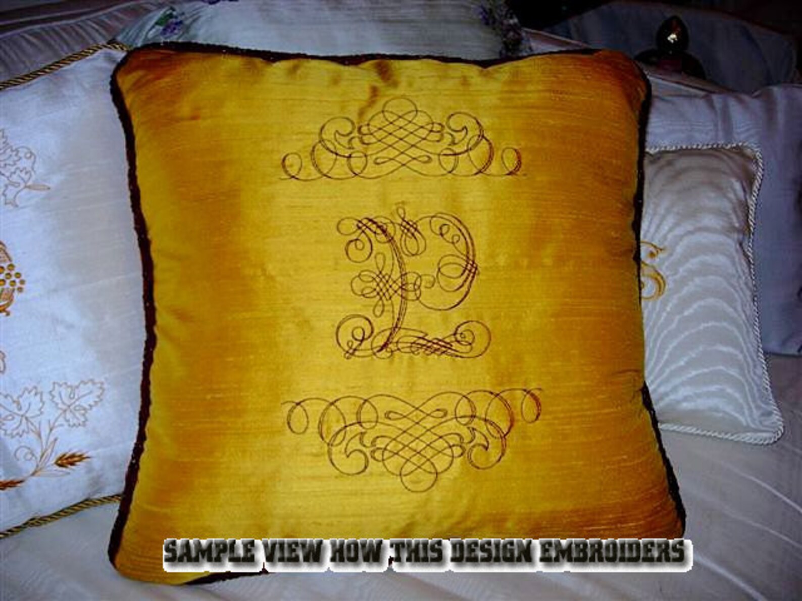 Gold Capitals Font 26 Machine Embroidery Letters for 4"x4" Hoop F2126 ...