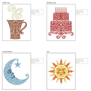 Frilly Symbols 16 Machine Embroidery Designs for 5"x7" for Hoop D2129 ...